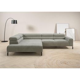 Home Affaire Ecksofa &raquo;Antonelli, L-Form, incl. Kopfteilverstellung, Breite 312 cm&laquo; mit elektrischer Sitztiefenverstellung, in Cord, stone grau 95% 
