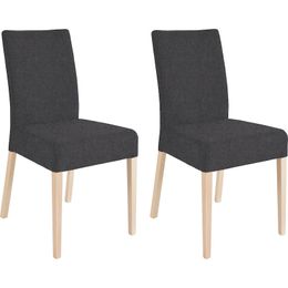 Home Affaire 4-Fu&szlig;stuhl &raquo;Umag&laquo; (Set) 2 Stk.Sitz und R&uuml;cken gepolstert grau Massivholz, Polyester B/H/T: 46,5cm x 94cm x 59,5cm, 2 Stk., Microfaser