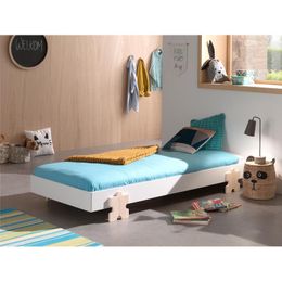 Vipack Kinderbett &raquo;Modulo, stapelbares Einzelbett, inkl. Rolllattenrost, 2 Farben&laquo; B/H/T ca. 203,6x93,8x48cm, Fu&szlig; Puzzle massiv, Bettseiten MDF lackiert, 