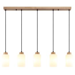 Globo LIGHTING H&auml;ngeleuchte &raquo;ROWENA&laquo; E27 1 Stk. Holz-Pendelleuchte breit, Opalglas, E27, k&uuml;rzbar wei&szlig; 5, H: 120cm, 1 Stk.