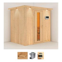 Karibu Sauna &raquo;Bedine&laquo; Set, Ofen 9 KW externe Strg easy beige Saunaofen, externe Steuerung, 9 kW