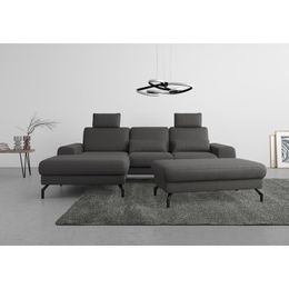 Sit & More sit&more Ecksofa &raquo;Cinturo L-Form&laquo; inklusive Sitztiefenverstellung und Federkern, Sitzh&ouml;he 48 cm grau B/H/T: 283cm x 91cm x 175cm, Luxus-Microfaser 