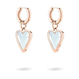 Liebeskind Berlin Damen Paar Creolen &raquo;Schmuck Ohrringe mit abnehmbaren Herz-Einh&auml;ngern Glass Heart&laquo; mit Glasstein Edelstahl
