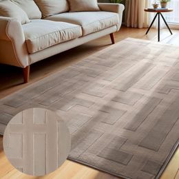 ELLE DECORATION Designteppich &raquo;Onyx&laquo; rechteckig 9 mm H&ouml;he Wohnzimmer, Schlafzimmer, L&auml;ufer, Hoch-Tief Effekt, Flur, Glanz beige Polypropylen B : 160cm