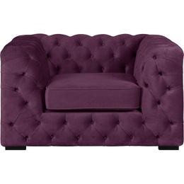 Home Affaire Chesterfield-Sessel &raquo;Kalina Sessel&laquo; mit klassischer Chesterfield-Knopfheftung, sehr hochwertige Qualit&auml;t lila 100% Polyester Samtvelours,