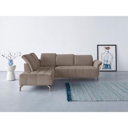OTTO home Ecksofa &raquo;Fresh L-Form&laquo; Federkern, wahlweise Kopfteilverstellung und motorischer Vorziehsitz beige 100% Polyester B/H/T: 260cm x 79cm x 220cm