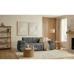 Home Affaire 2-Sitzer &raquo;LYOTH Design-Sofa, moderne Steppung, Breite 180 cm&laquo; mit Wellenunterfederung, gem&uuml;tlich und modern, komfortables Sitzgef&uuml;hl grau