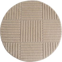 Ayyildiz Teppiche Teppich &raquo;ART 1123 , auch als L&auml;ufer und in Rund erh&auml;ltlich&laquo; rund 8 mm H&ouml;he Boho Design, 3D Optik, Struktur Hoch Tief, skandinavisch, Wohnzimmer beige 