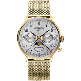 Zeppelin Damen Zeppelin Multifunktionsuhr &raquo;LZ 129 Hindenburg Mondphase&laquo; Armbanduhr, Quarzuhr, Damenuhr, Datum, Made in Germany gold Einheitsgr&ouml;&szlig;e