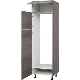 KOCHSTATION K&uuml;hlumbauschrank &raquo;KS-Trea SKG-195-145&laquo; f&uuml;r integrierte K&uuml;hl-Gefrierkombi 145,0 cm, Breite 60 cm, H&ouml;he 195 cm grau eichefarben grau, B/H/T: