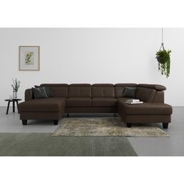 Sit & More sit&more Wohnlandschaft &raquo;Belluci U-Form&laquo; Kopfteilverstellung und Federkern, wahlweise mit Schlaffunktion braun B/H/T: 321cm x 85cm x 195cm, Luxus-