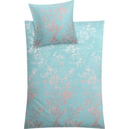 Kleine Wolke Bettw&auml;sche &raquo;Kate in Gr. 135x200 oder 155x220 cm&laquo; 2 Stk. Bettw&auml;sche aus Baumwolle, elegante Bettw&auml;sche mit floralem Muster blau Mako-Satin, 