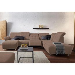 Home Affaire Wohnlandschaft &raquo;Manhattan U-Form&laquo; 2 Sitze mit elektrischer Relaxfunktion, verstellbare Armlehnen beige Luxus Microfaser2 (90% Polyester, 