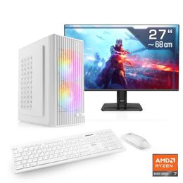 CSL PC-Komplettsystem &raquo;Spectrum V25286W&laquo; 27 &prime;&prime; AMD Ryzen 7 GeForce RTX 5060 32 GB RAM 1.000 GB SSD wei&szlig; Inkl. 27 Zoll Full-HD Monitor, Maus, Tastatur,