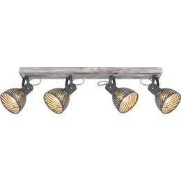 Globo LIGHTING Deckenspot &raquo;MORI&laquo; E27 1 Stk. Holz-Strahler antik wei&szlig; get&uuml;ncht, Metall grau-blau, E27 40W grau 4, H: 25cm, 1 Stk.