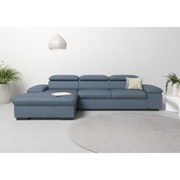 OTTO home Ecksofa &raquo;Alberto L-Form&laquo; mit Kopfteilverstellung, wahlweise mit Schlaffunktion blau Luxus-Microfaser Lederoptik (100% Polyester);Luxus-