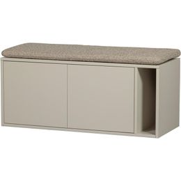 Woood Sitzbank &raquo;Settle Down FSC -Kiefernholz mit Boucl&eacute;-Kissen, H 50 x B 108 x T 44 cm&laquo; Kabeldurchf&uuml;hrung, Maximale Verschlei&szlig;festigkeit, Pfleigleicht