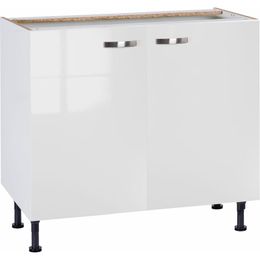 KOCHSTATION Unterschrank &raquo;KS-Cara&laquo; Breite 90 cm wei&szlig; wei&szlig;, B/H/T: 90cm x 87cm x 58,4cm, T&uuml;ren: 2 Stk.