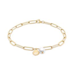 s.Oliver Damen s.Oliver Armband &raquo;Tag and Pearl&laquo; mit Perle (imitiert) 21cm, Edelstahl Perlen