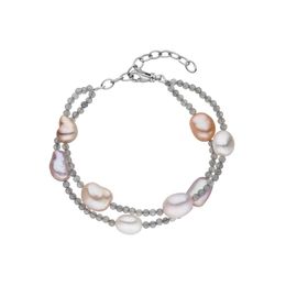 Firetti Damen Armband &raquo;Schmuck Geschenk Armschmuck Armkette Edelstein Farbstein&laquo; Made in Germany - mit Labradorit - mit S&uuml;&szlig;wasserzuchtperle beige 22cm