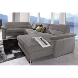 Sit & More sit&more Wohnlandschaft &raquo;Ascara U-Form&laquo; inklusive Boxspring/Federkern-Polsterung, wahlweise mit Schlaffunktion grau NaturLeder in Sitz und R&uuml;cken, 