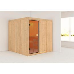 Karibu Sauna &raquo;Oulu&laquo; beige ohne Ofen, (ohne Ofen)
