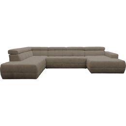 OTTO home Wohnlandschaft &raquo;Ballerup 359 x 228 cm, auch mit verstellbarer Sitztiefe&laquo; Kopfteile & Sitztiefe verstellbar, Pet Friendly Bezug, U-Form beige