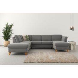 Home Affaire Wohnlandschaft &raquo;Trelleborg U-Form&laquo; Federkern-Polsterung, wahlweise mit Schlaffunktion und Stauraum grau 100% Polyester B/H/T: 307cm x 