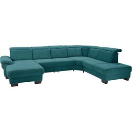 OTTO home Wohnlandschaft &raquo;Cornwall U-Form&laquo; inkl. Sitztiefenverstellung, wahlweise mit Schlaffunktion blau Struktur fein (100% Polyester);Luxus-