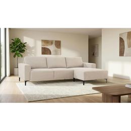 OTTO home Ecksofa &raquo;Tournon, L-Form, Breite 262 cm, Webstoff, Chenille&laquo; Designsofa im nordischen Stil, Wellenunterfederung, Metallf&uuml;&szlig;e beige 100% 