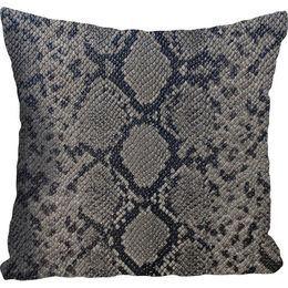 queence Dekokissen &raquo;Stefan&laquo; Kissenh&uuml;lle,Schlangenhautmuster,Tierisch,Exotisch,Wild grau Polyester B/L: 40cm x 40cm, 1 Stk.