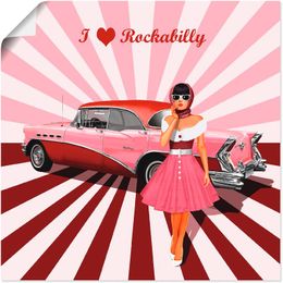 Artland Wandbild &raquo;Ich liebe Rockabilly&laquo; Ausstellungsplakate 1 Stk. tlg. als Leinwandbild, Poster in verschied. Gr&ouml;&szlig;en pink B/H/T: 50cm x 50cm, Poster 