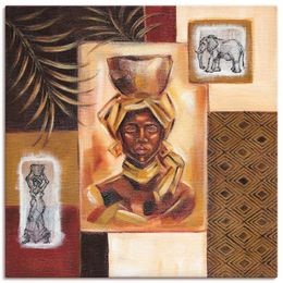 Artland Leinwandbild &raquo;Aus Afrika I&laquo; Frau 1 Stk. tlg. auf Holzrahmen gespannt braun Leinwand B/H/T: 100cm x 100cm, Leinwandbild Frau quadratisch, 1 Stk.