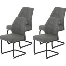 Hela Freischwinger &raquo;NEPTUN, Esszimmerstuhl-Set&laquo; (Set) 4 Stk.Federkern,140 kg Belastbar,Pflegeleichter Stoff, Dicke Polsterung grau Metall, Polyester, 
