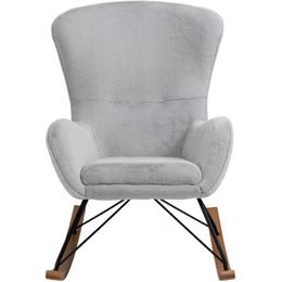 Salesfever Schaukelstuhl &raquo;Komfortabl und im Vintage-Stil&laquo; () in Lammfelloptik grau Massivholz, Metall, Polyester B/H/T: 70cm x 102cm x 94cm, Kunstfell