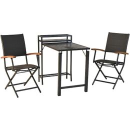 Merxx Balkonset &raquo;&raquo;Paxos&laquo;&laquo; Set, 3 Stk. tlg. Tischplatte aus Aluminum, Armlehnen aus Akazienholz grau Textilbespannung 30% Polyester, 70% 