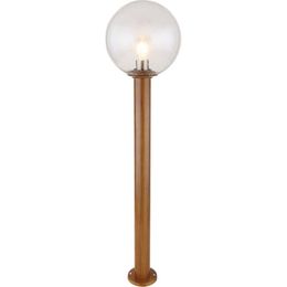 Globo LIGHTING Au&szlig;en-Stehlampe &raquo;OSSY&laquo; E27 1 Stk. Au&szlig;enleuchte Holzoptik mit Sensor, IP44, Glas klar 1, &Oslash; 25cm H: 100cm, 1 Stk.