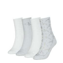 Calvin Klein Jeans Damen Socken &raquo;CKJ WOMEN SOCK 4P HOLIDAY PACK AOP&laquo; 4er Pack, 4 Paar tlg. Logo, schmales B&uuml;ndchen wei&szlig; - (37/41)