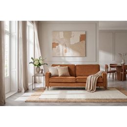 OTTO home 3-Sitzer &raquo;Pinto Skandi, 206 cm, Chenille, Struktur&laquo; mit Keder, Massivholzf&uuml;&szlig;e Eiche ger&auml;uchert, Wellenunterfederung 100% Polyester B/H/T: 