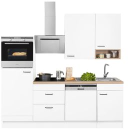 Optifit K&uuml;chenzeile &raquo;Elga&laquo; Premium-K&uuml;che, Soft-Close-Funktion, gro&szlig;en Vollausz&uuml;gen, Breite 230 cm wei&szlig; B/H/T: 230cm x 60cm