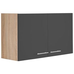 Optifit H&auml;ngeschrank &raquo;Kalmar&laquo;, Breite 100 cm grau Eiche-hell s&auml;gerau, B/H/T: 100cm x 58cm x 35cm, T&uuml;ren: 2 Stk.