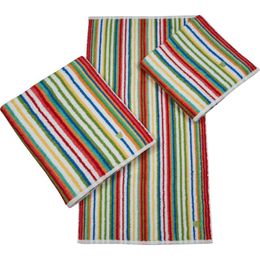 Ross Duschtuch &raquo;Multicolor&laquo; mit Streifen und gesticktem Ross-Emblem rot Frottier, Baumwolle B/L: 70cmx140cm, 1 Stk., Frottier