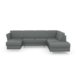Sit & More sit&more Wohnlandschaft &raquo;Visby U-Form&laquo; Wahlweise mit Schlaffunktion und Stauraum, frei im Raum stellbar grau B/H/T: 303cm x 87cm x 213cm, Chenille, 