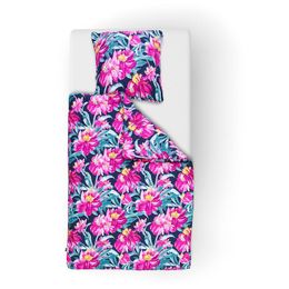 done. Bettw&auml;sche &raquo;Peonies&laquo; beidseitig bedruckte Bettw&auml;sche mit Keder pink Mako-Satin, Obermaterial: 100% Baumwolle B/L: 155cm x 220cm, 1 Stk., 1 Stk.,