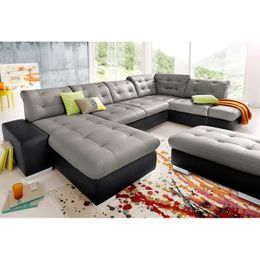 Sit & More sit&more Wohnlandschaft &raquo;Palomino U-Form&laquo; wahlweise in XL oder XXL schwarz NaturLEDER (echtes Rindsleder) in Sitz und R&uuml;cken. Korpus mit Kunstleder 