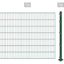 Arvotec Einstabmattenzaun &raquo;ESSENTIAL 140 zum Einbetonieren&laquo; Zaunh&ouml;he 140 cm, Zaunl&auml;nge 2 - 60 m gr&uuml;n Kunststoff, Stahl H/L: 140cm x 26m, Pfosten: 14 Stk.