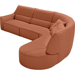 Egoitaliano Ecksofa &raquo;Puffy, extravagant & edel, Retro Designsofa, hoher Sitzkomfort, L-Form&laquo; mit Ottomane, wahlweise mit und ohne elektrischer Relaxfunktion rot 