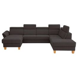 OTTO home Wohnlandschaft &raquo;Conville U-Form&laquo; Kopfteilverstellung wahlweise mit Schlaffunktion und Bettkasten grau 100% Polyester B/H/T: 322cm x 84cm x 