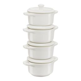 Staub Ceramique Cocotte Set 4-tlg, rund, Elfenbein-Wei&szlig;, Keramik