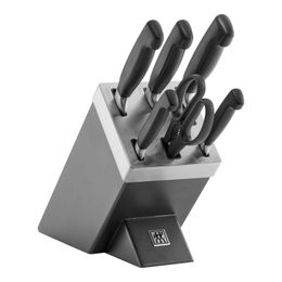 Zwilling VIER STERNE 7-tlg, Selbstsch&auml;rfender Messerblock, Anthrazit